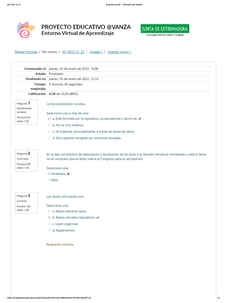 Examen Online 1 - 3 Intento Segundo Año | PDF