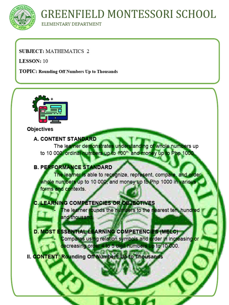 Math 2 Lesson 10 | PDF | Rounding | Learning
