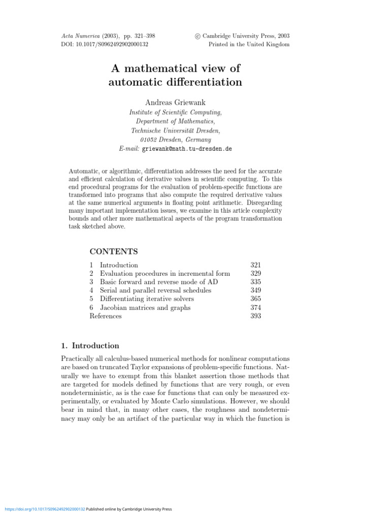 Mathematical View of Automatic Differentiation | PDF | Teaching Methods & Materials | Computers
