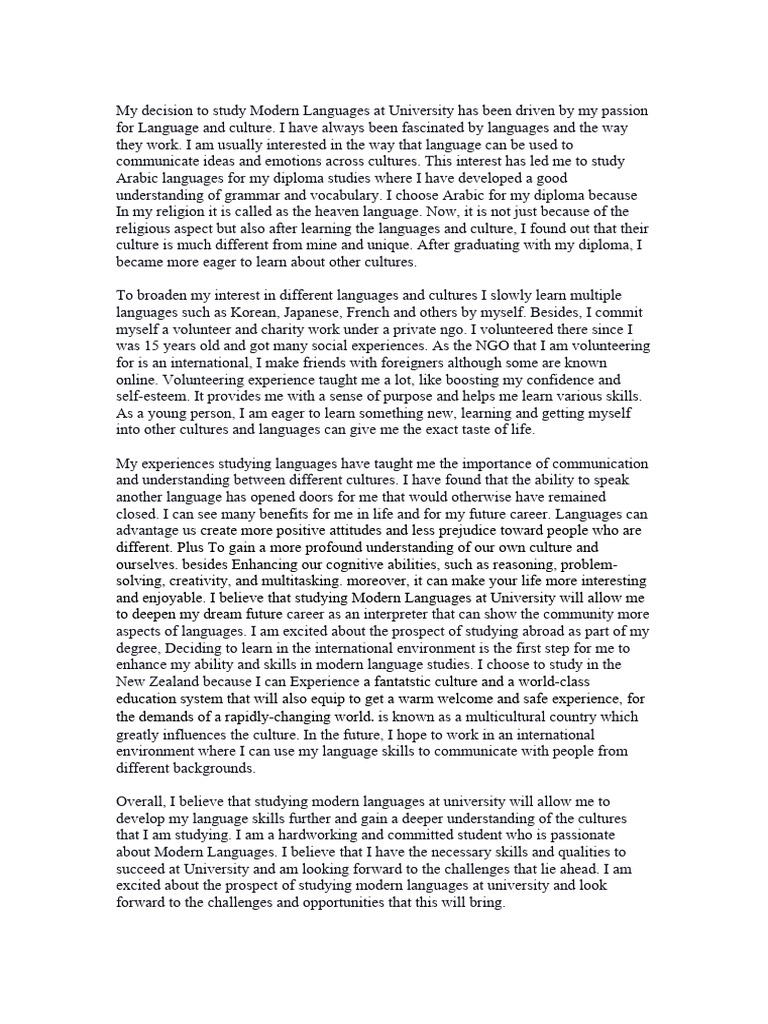 Personal Statement New Zealand | PDF