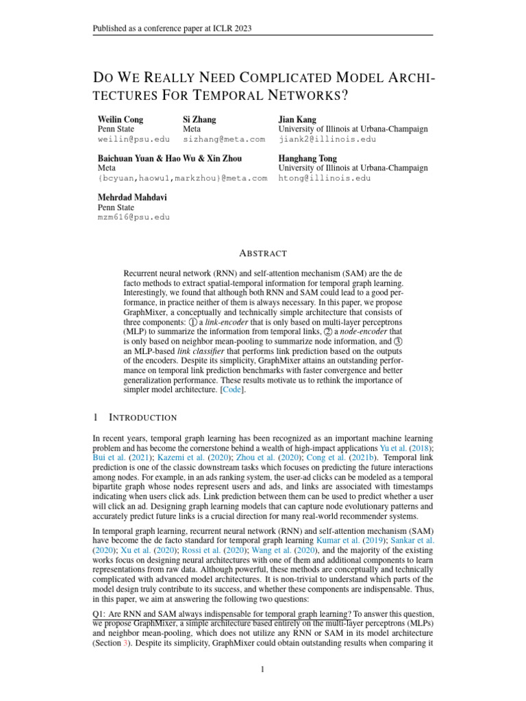 Do We Really Need Complicated Model Architectures For Temporal Networks? | PDF