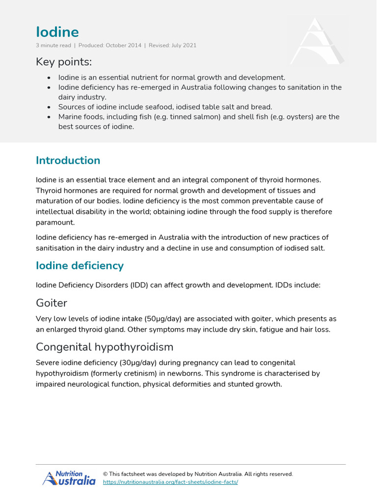 Iodine | PDF | Determinants Of Health | Nutrition