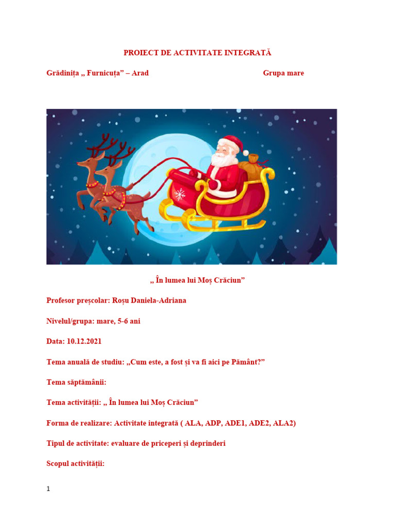Proiect Didactic Mos Craciun | PDF