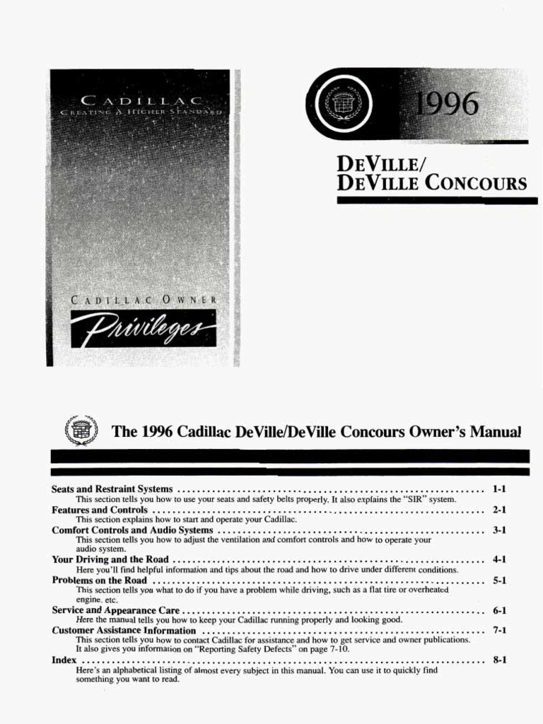 1996 Cadillac Deville Owners | PDF