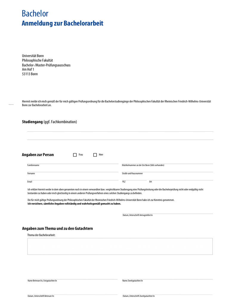 Formular Anmeldung-Bachelorarbeit 2018 | PDF