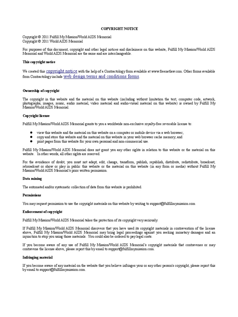 Copyright Notice | PDF | Copyright | Websites