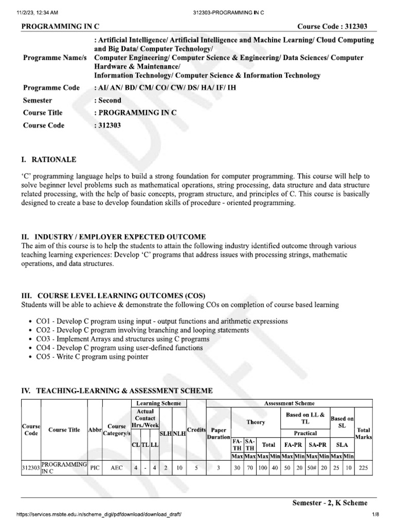 Programming in C | PDF
