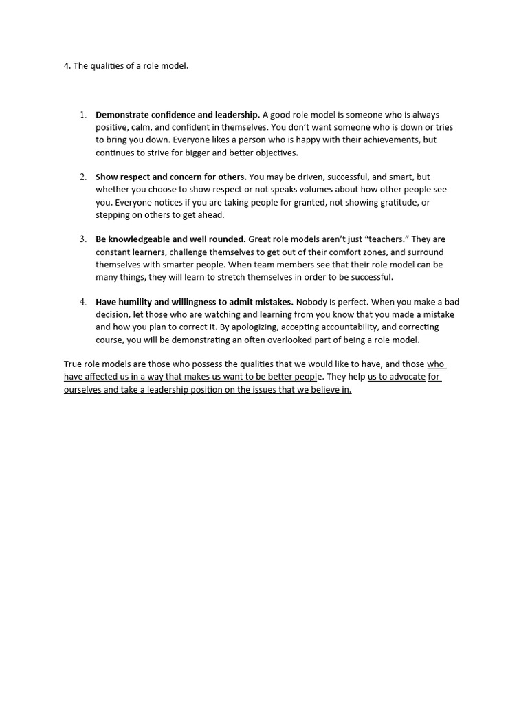 Qualities of an Ideal Role Model | PDF
