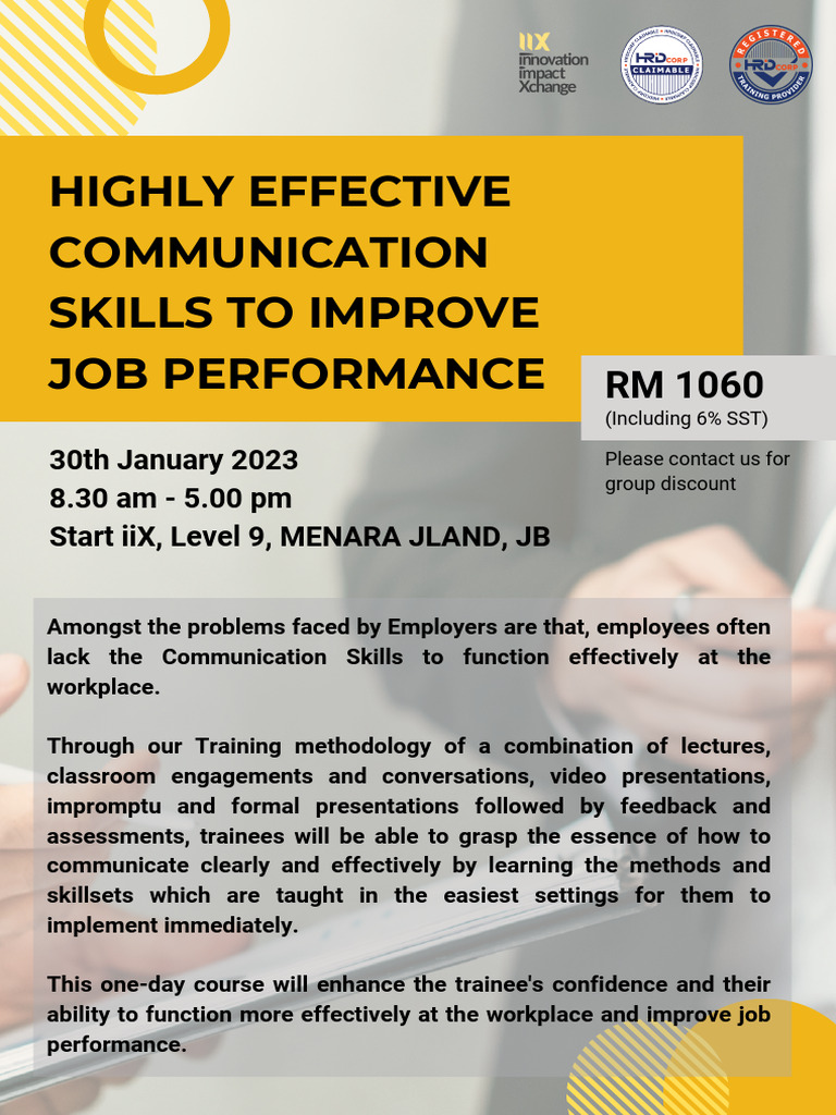 Highly Effective Communication Skills to Improve Job Performance | PDF ...