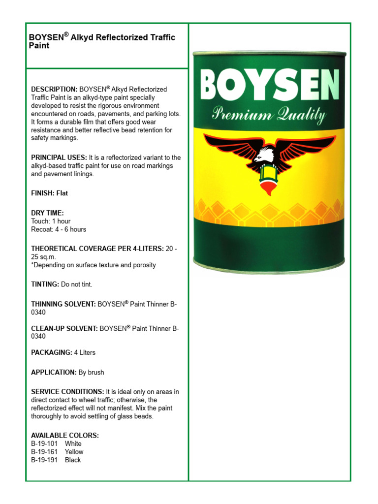 Pacific Paint (Boysen) Philippines, Inc., - Alkyd Enamel - Oil-Based ...