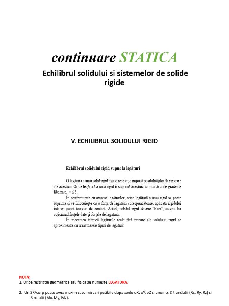 M1 - Mecanica Statica 1 - Curs | PDF