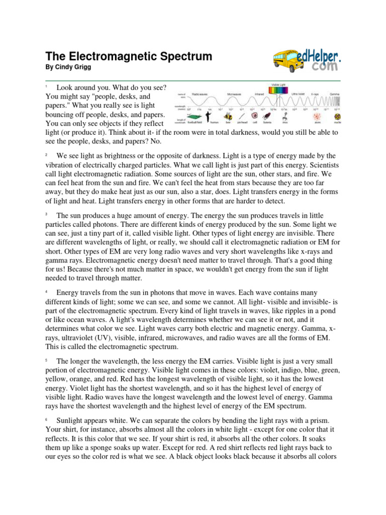 The Electromagnetic Spectrum | PDF | Electromagnetic Radiation ...
