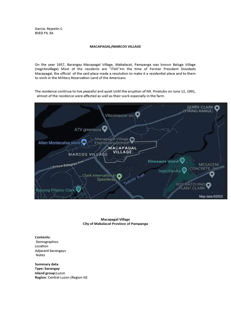 Garcia Rejeelin MACAPAGAL VILLAGE | PDF | Philippines