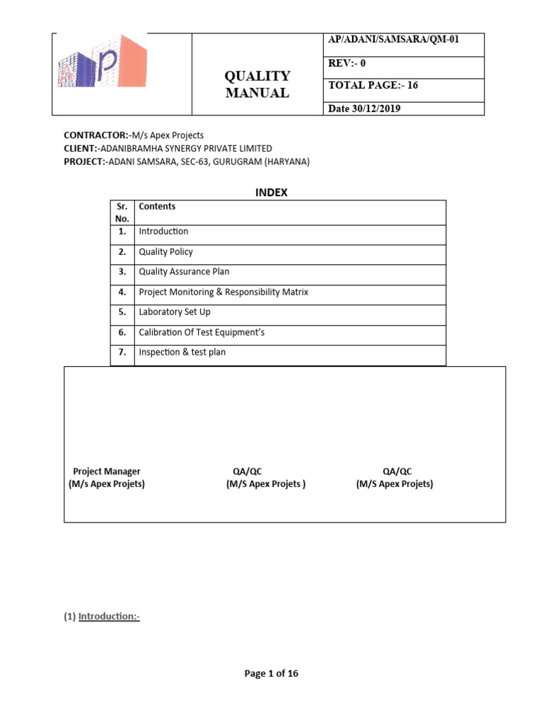 Quality Manual | PDF