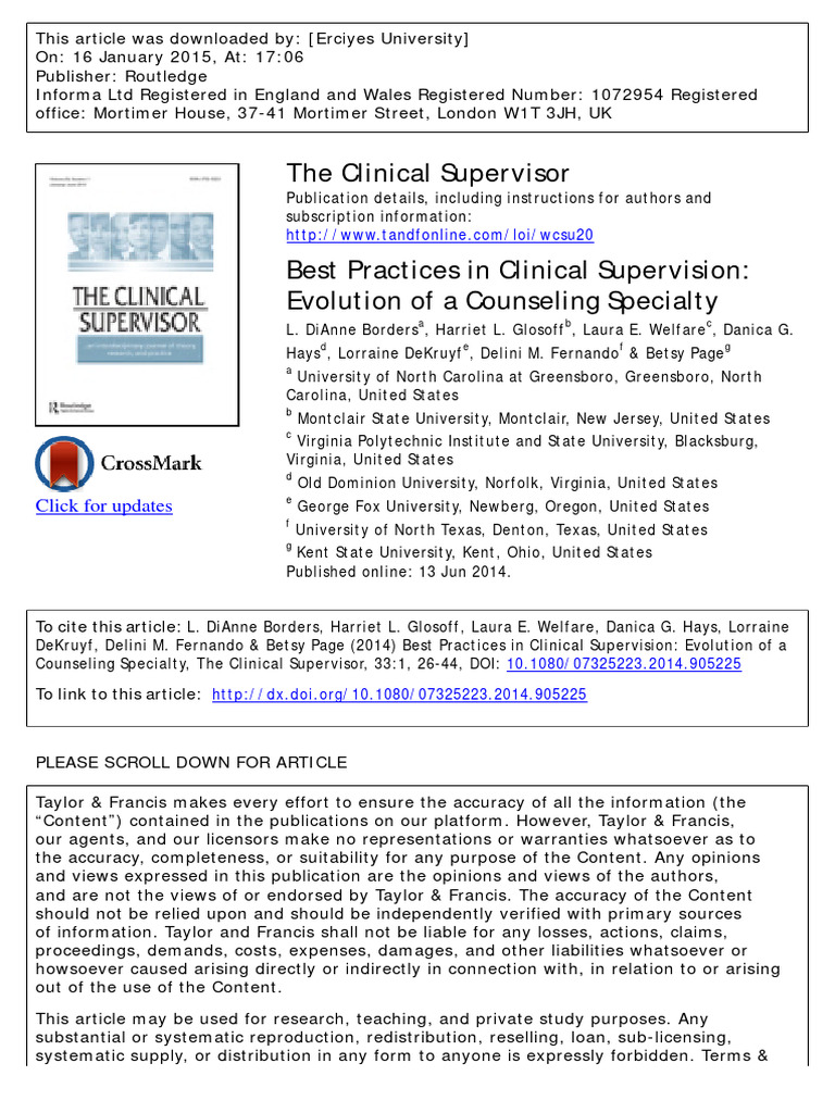 Clinical Supervision | PDF