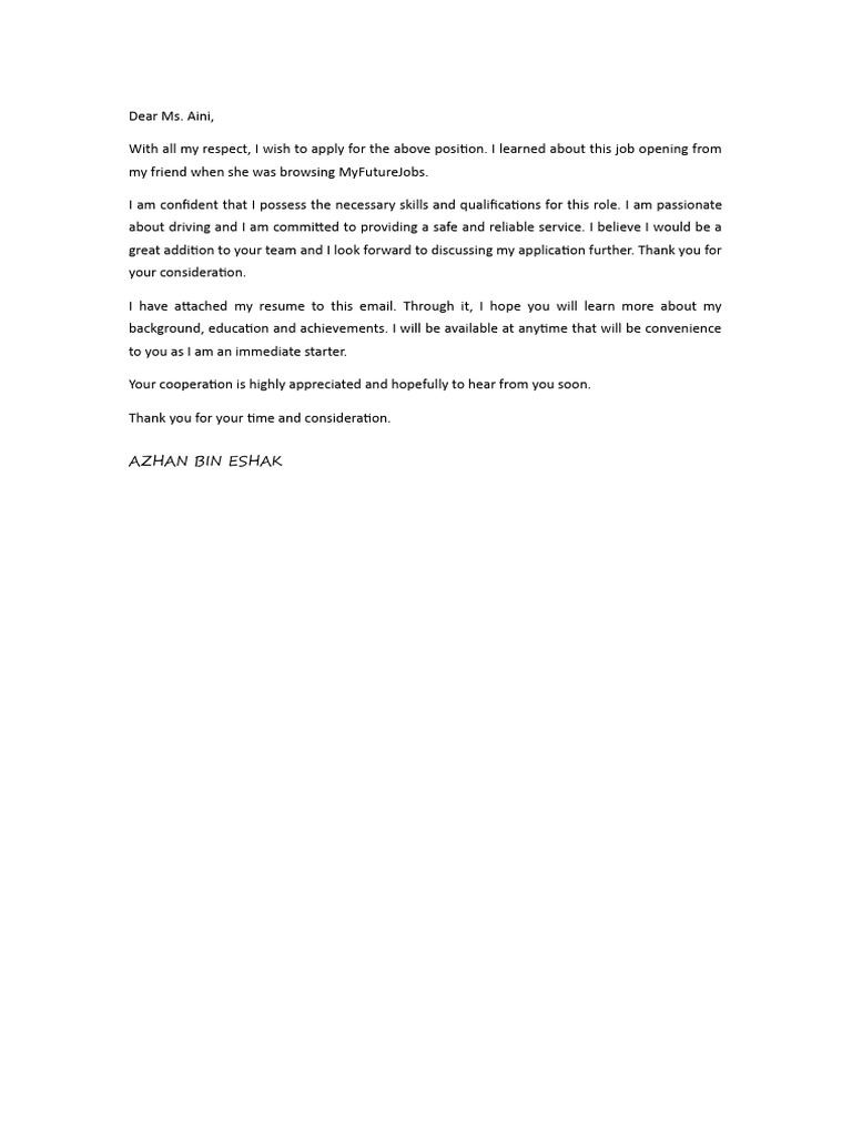 Cover Letter EMAIL AZHAN | PDF