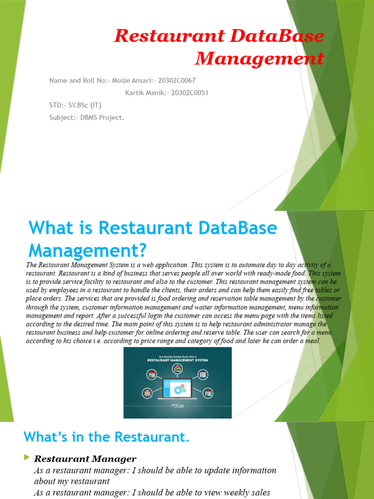 Restaurant DataBase Management | PDF