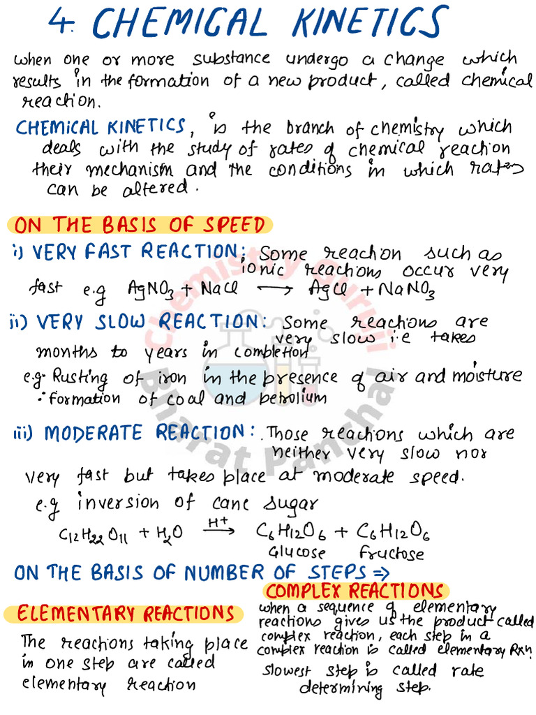 Chemical Kinetics Notes | PDF
