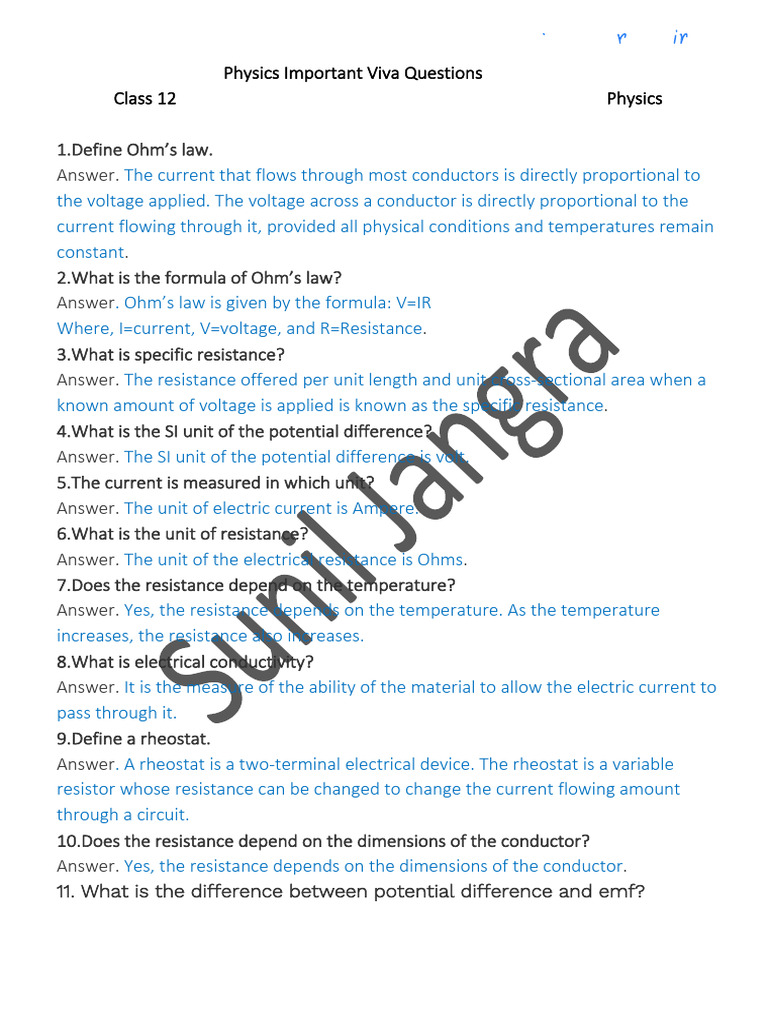 Important Viva Questions | PDF