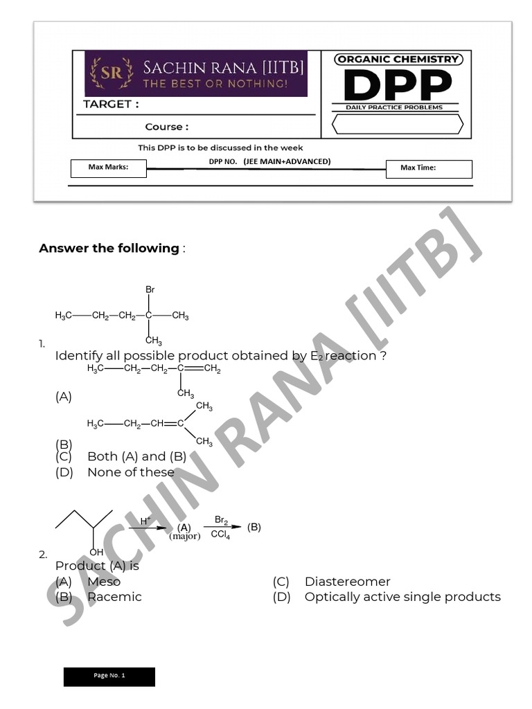DPP 1-13 (Reaction Mechanism) | PDF