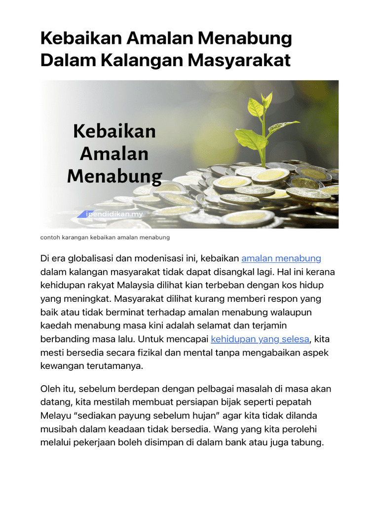 Kebaikan Amalan Menabung Dalam Kalangan Masyarakat Karangan | PDF