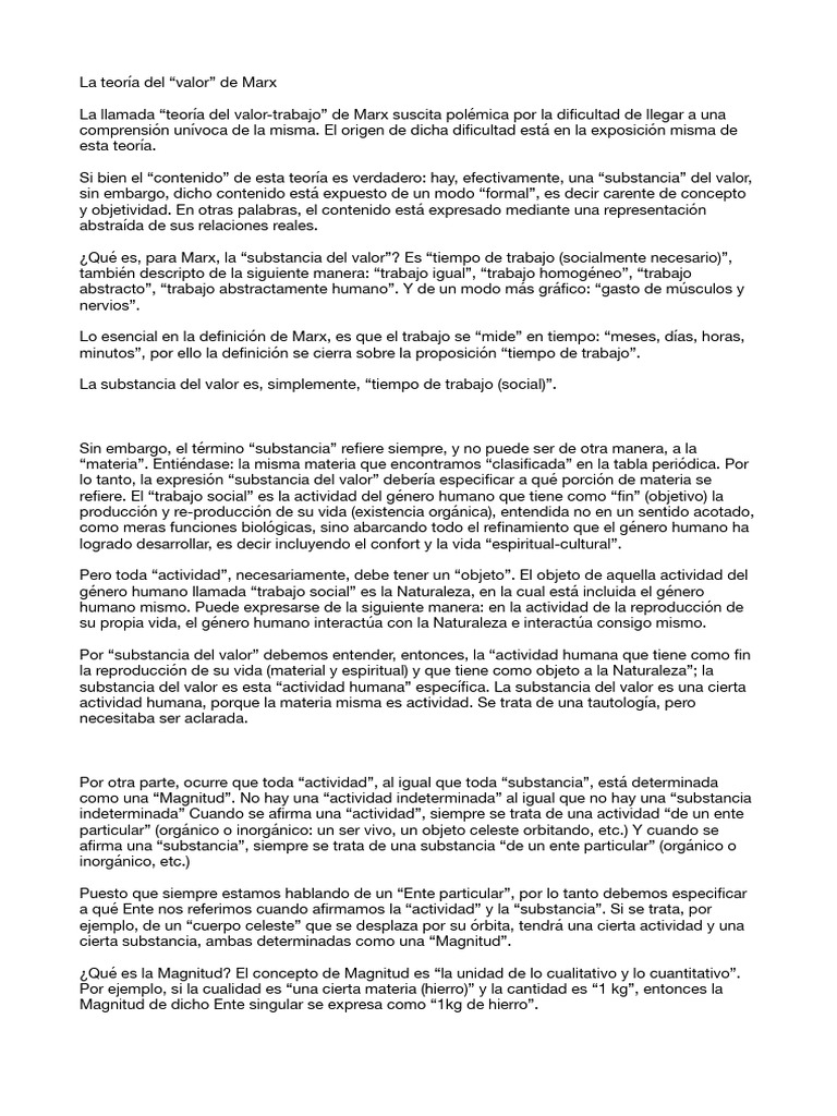 La Teoria Del Valor de Marx PDF | PDF La Teoria Del Valor de Marx PDF | PDF