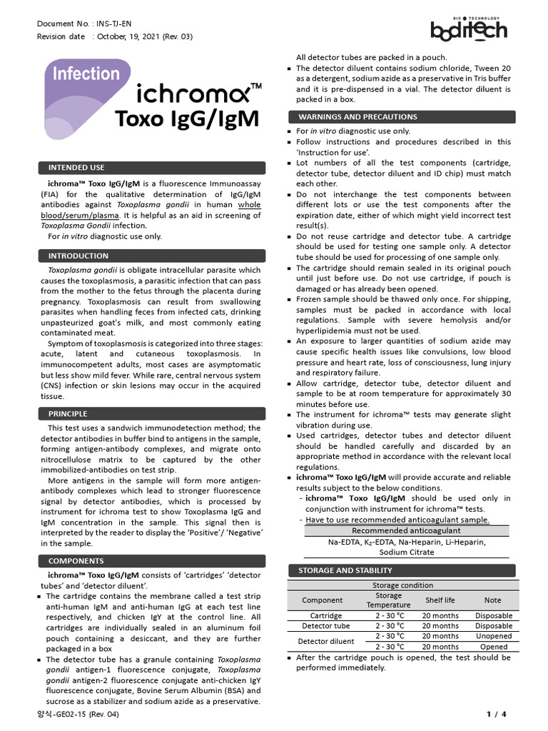 Ichroma Toxo IgG - Igm Rev.03 | PDF