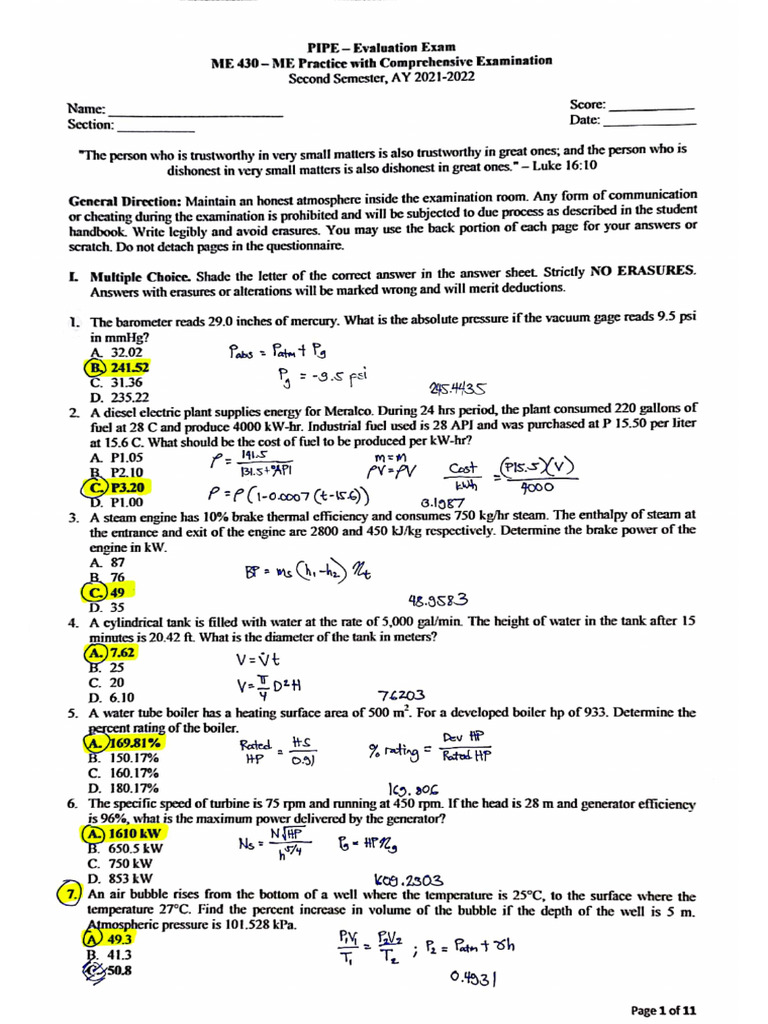 PIPE - Evaluation Exam (Solution) | PDF