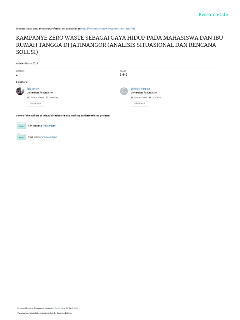 Artikel Jurnal Kampanye Zero Waste | PDF
