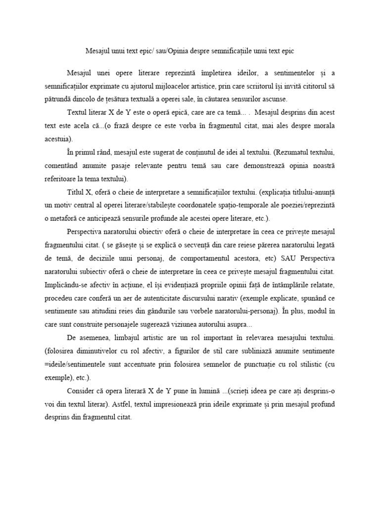 Mesajul Unui Text Epic | PDF