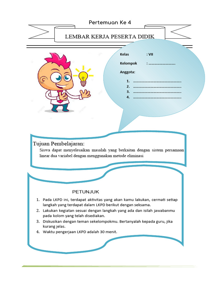 5 LKPD SPLDV Pertemuan 4 | PDF