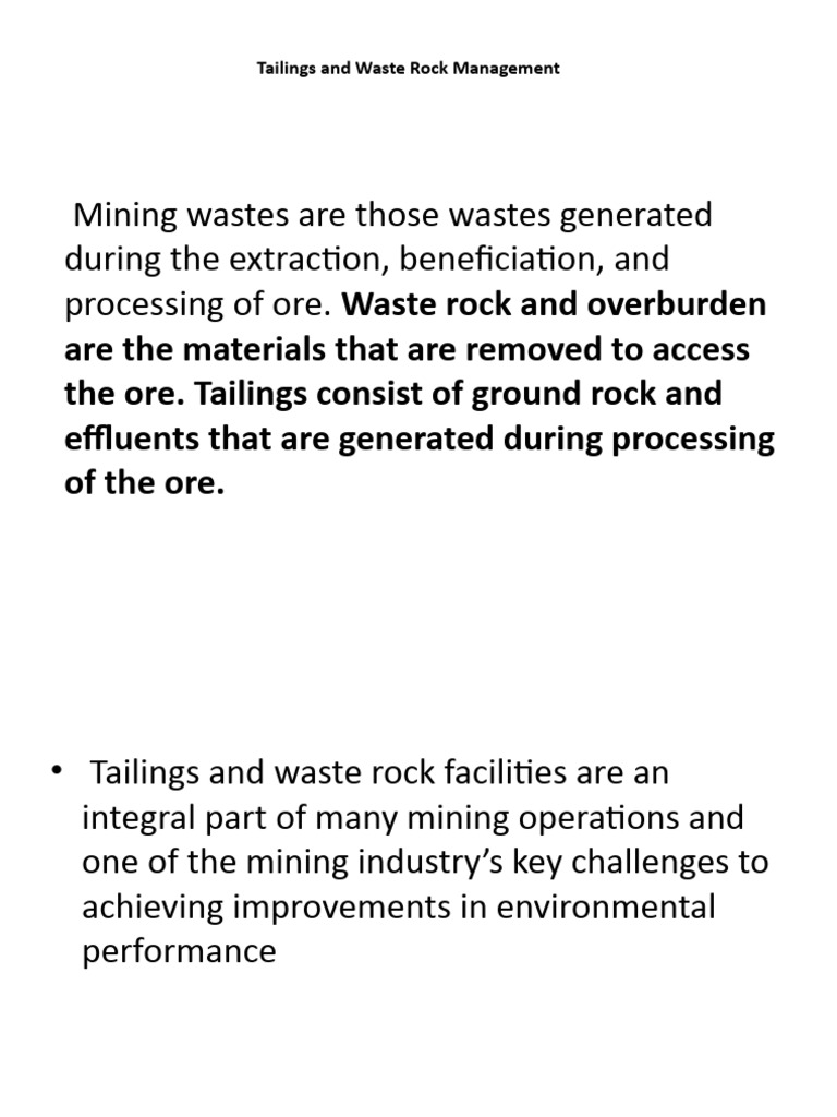 Waste Rock and Tailings Management Guide | PDF | Mining | Waste