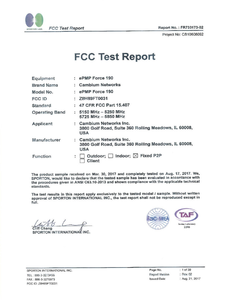 FCC Report FR733173-02: 5 GHz Testing | PDF | Mimo | Antenna (Radio)