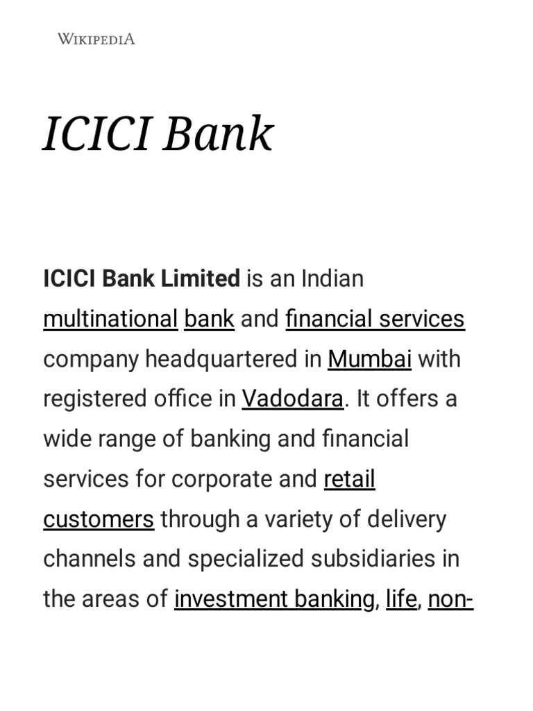ICICI Bank - Wikipedia | PDF