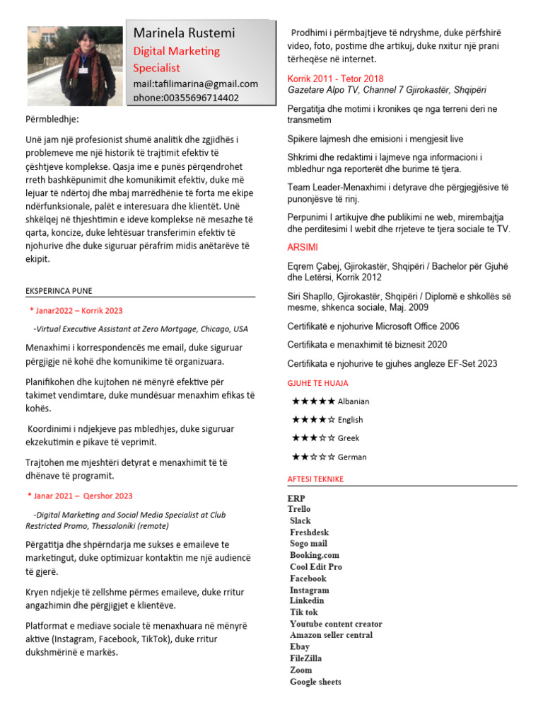 CV Shqip 2023 | PDF