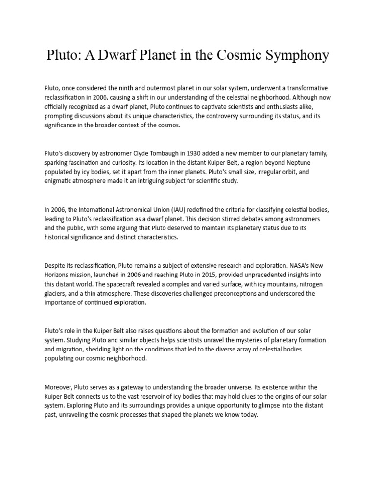 Pluto's Journey: Dwarf Planet Insights | PDF