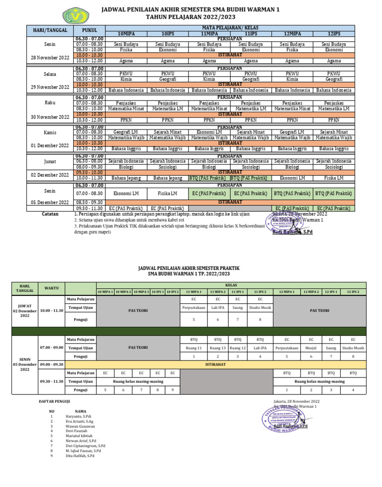 Jadwal Pas 2022 | PDF