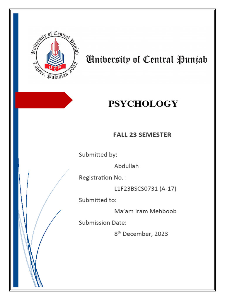 Psychology Assignment 2 | PDF