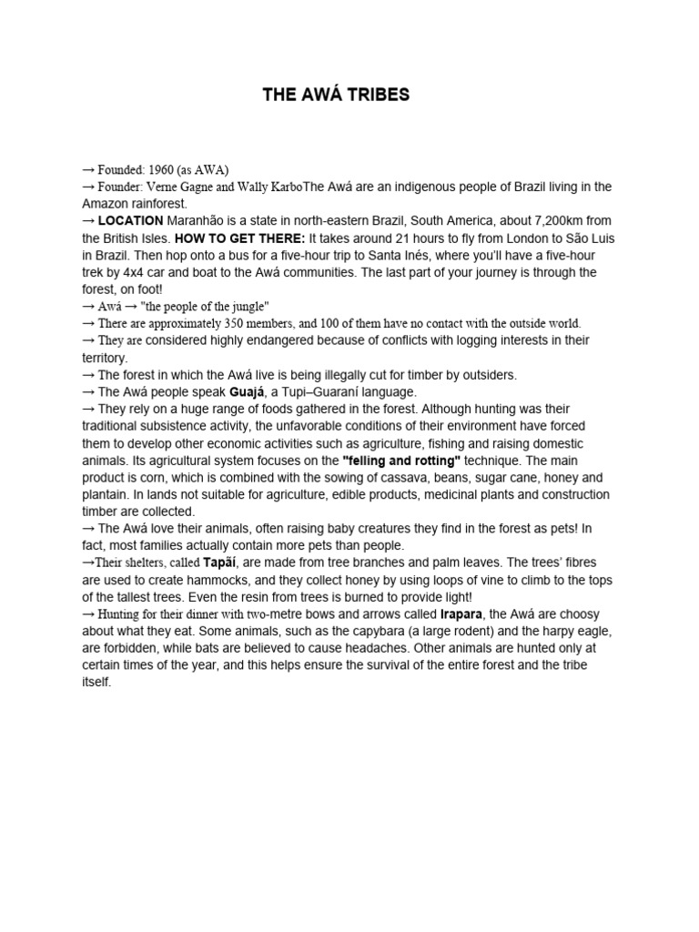 The Awá Tribes | PDF