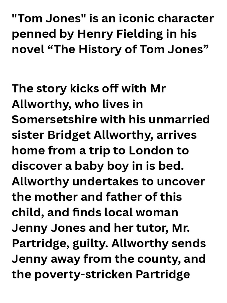 Summary Tom Jones | PDF | The History Of Tom Jones, A Foundling
