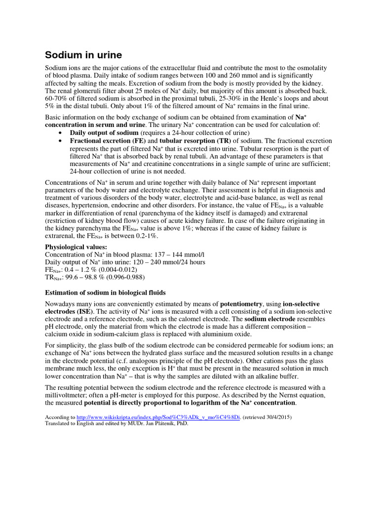 Sodium in Urine | PDF