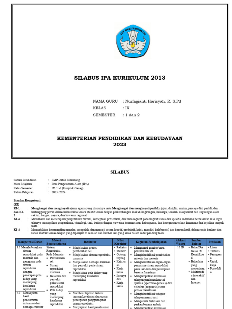 Silabus IPA Kelas 9 | PDF