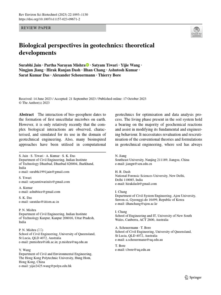 Biological Perspectives in Geotechnics: Theoretical Developments | PDF