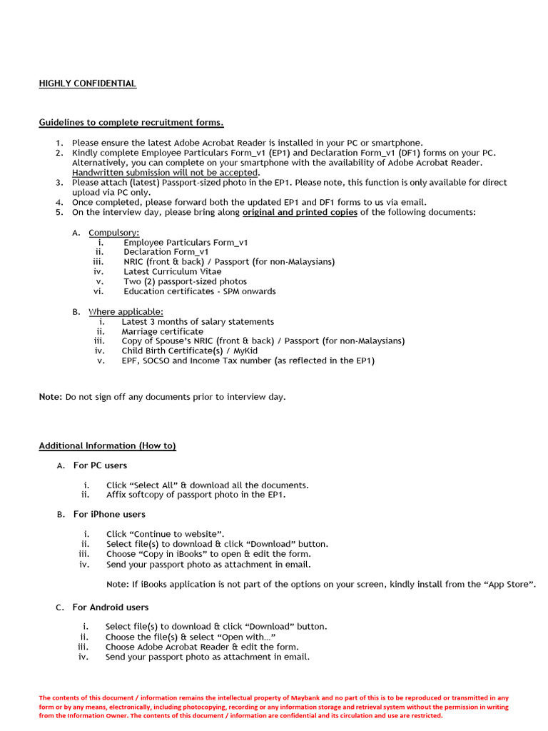 Guidelines On Recruitment Forms | PDF