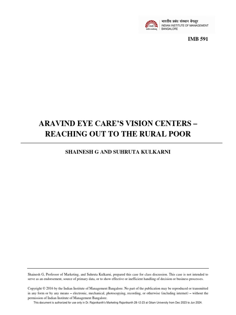 Aravind Eye Care Vision Centers | PDF
