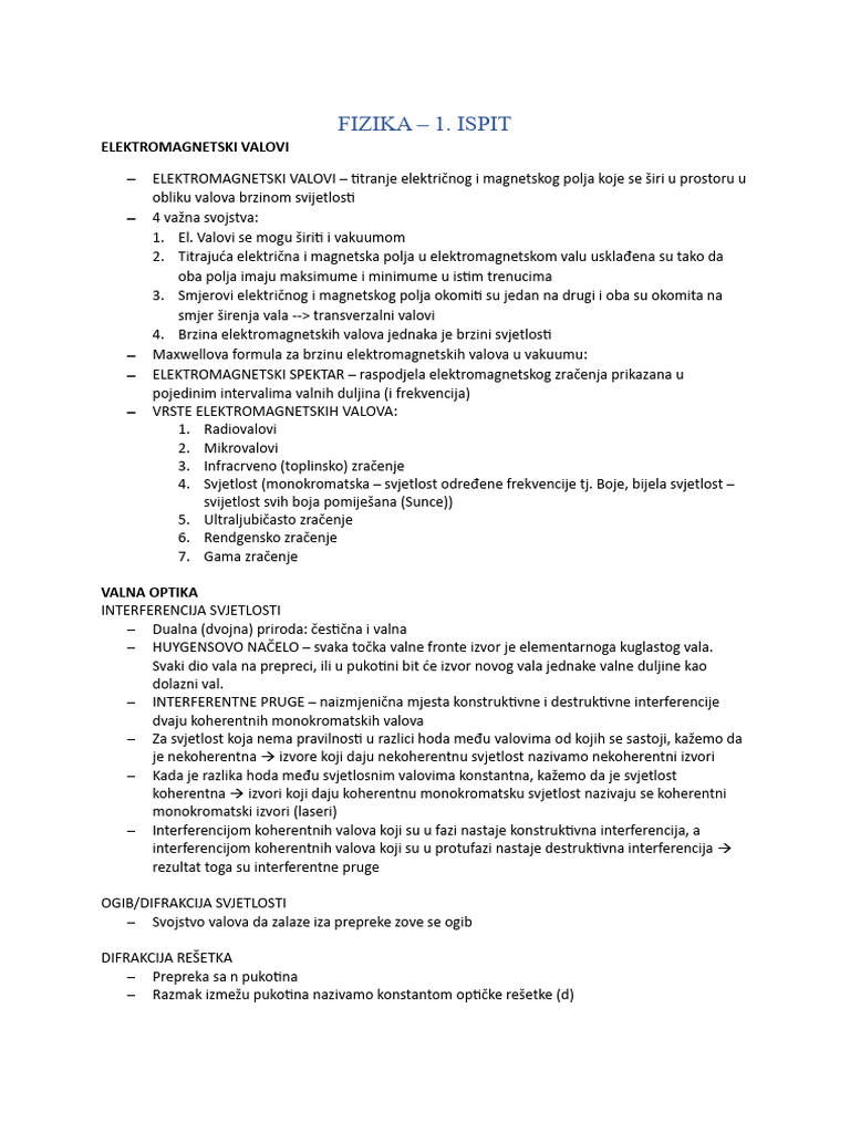 FIZIKA - 1. Ispit | PDF