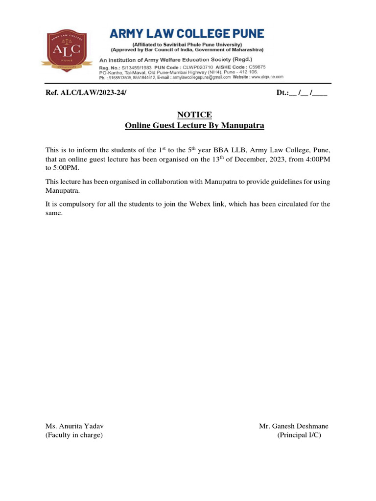 Notice - Guest Lecture | PDF