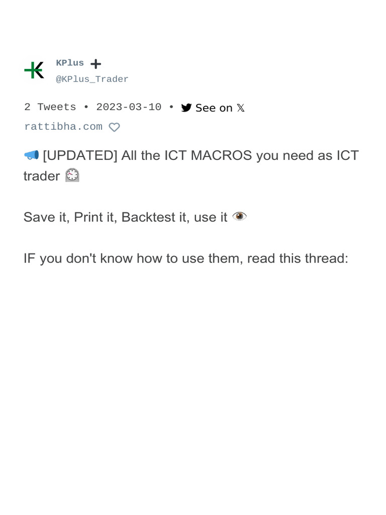 Essential ICT Macros for Traders | PDF