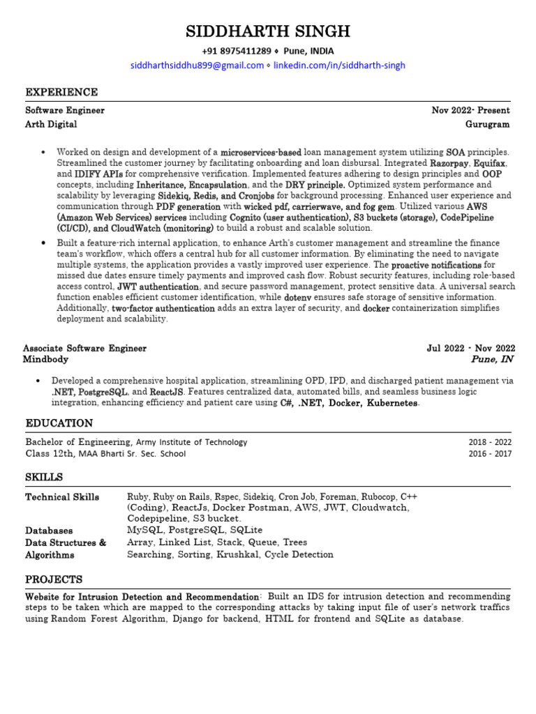 Siddharth Resume | PDF