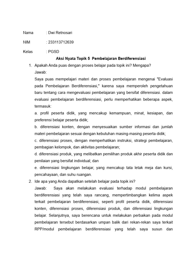 SEL.07.2-T4-7. Aksi Nyata Pembelajaran Berdiferensiasi | PDF SEL.07.2-T4-7. Aksi Nyata Pembelajaran Berdiferensiasi | PDF